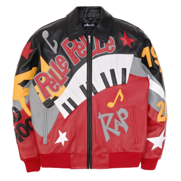 Pelle Pelle Mens 50 Years of Hip Hop Rap Red Leather Jacket
